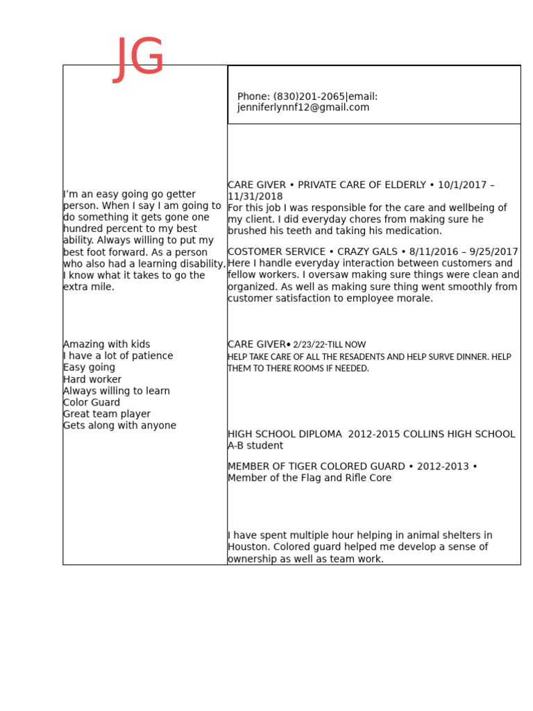 Jennifer Resume | PDF