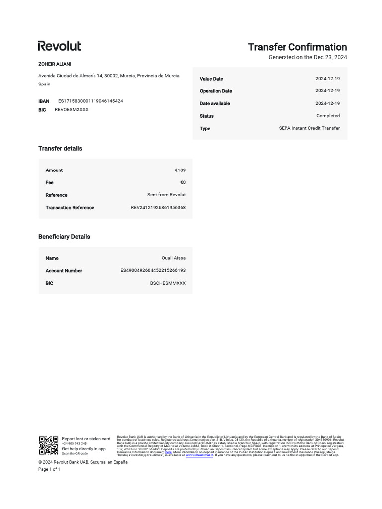 Transaction-Confirmation-Report en 91c690 | PDF | Banks | Payments