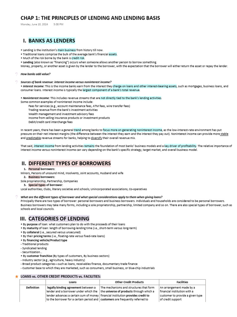 Understanding Bank Lending Practices | PDF | Loans | Collateralized ...