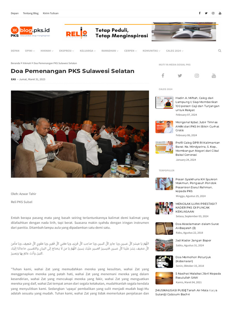 Doa Pemenangan PKS Sulawesi Selatan | PDF
