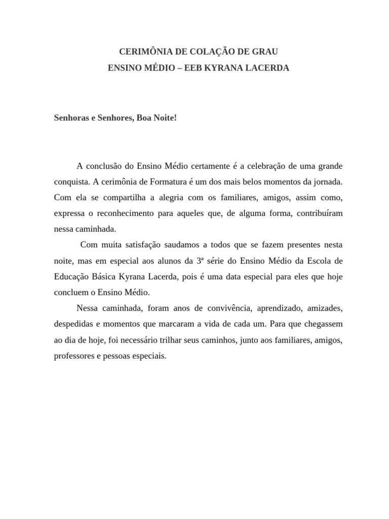 PROTOCOLO DE FORMATURA 2024 | PDF | Família | Pensamento