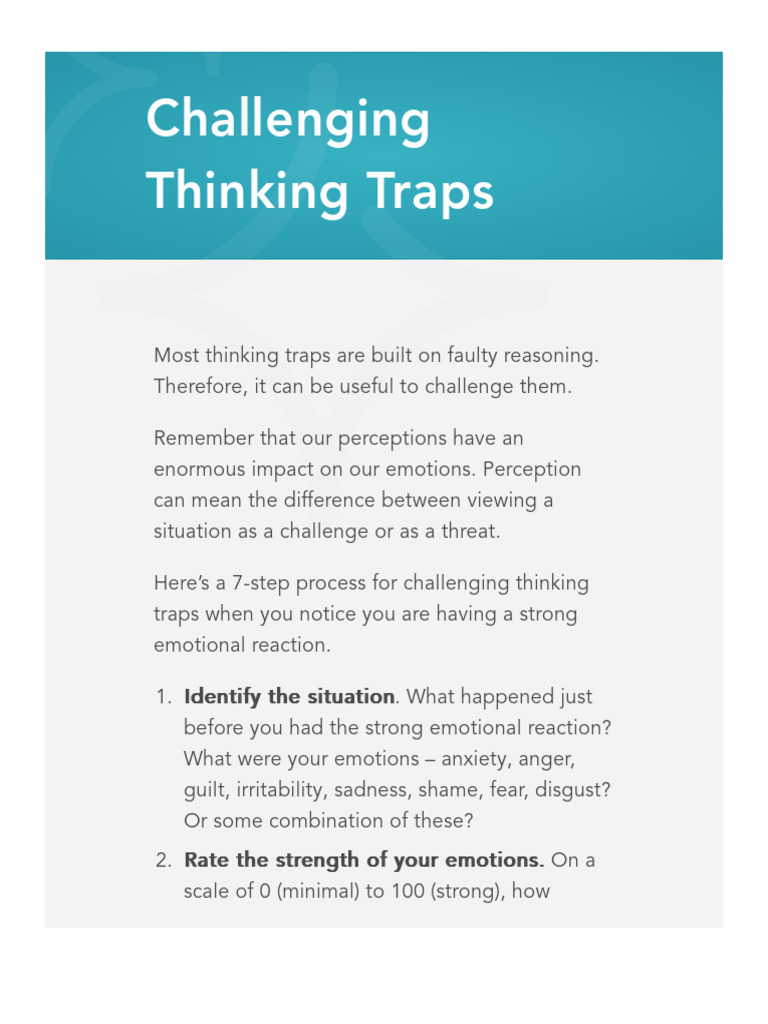 Challenging Thinking Traps - Lyra | PDF | Thought | Emotions