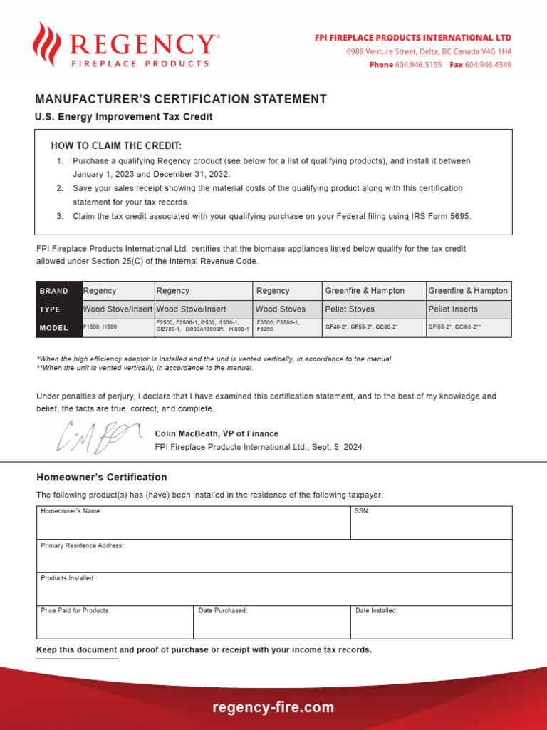 Regency Tax Credit Certification Guide | PDF