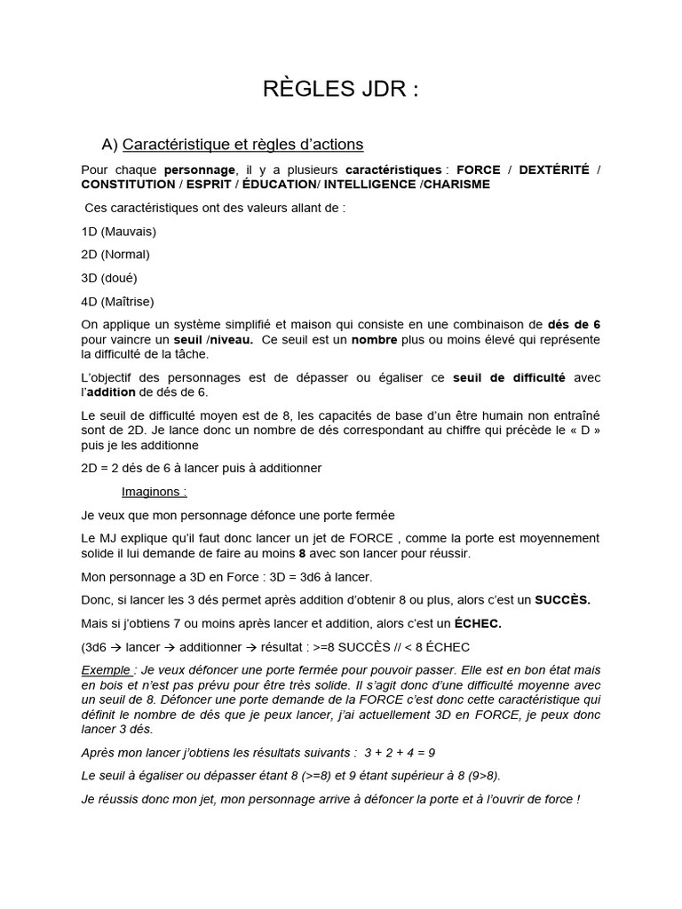 Règles d'Initiation au JDR | PDF | Dé