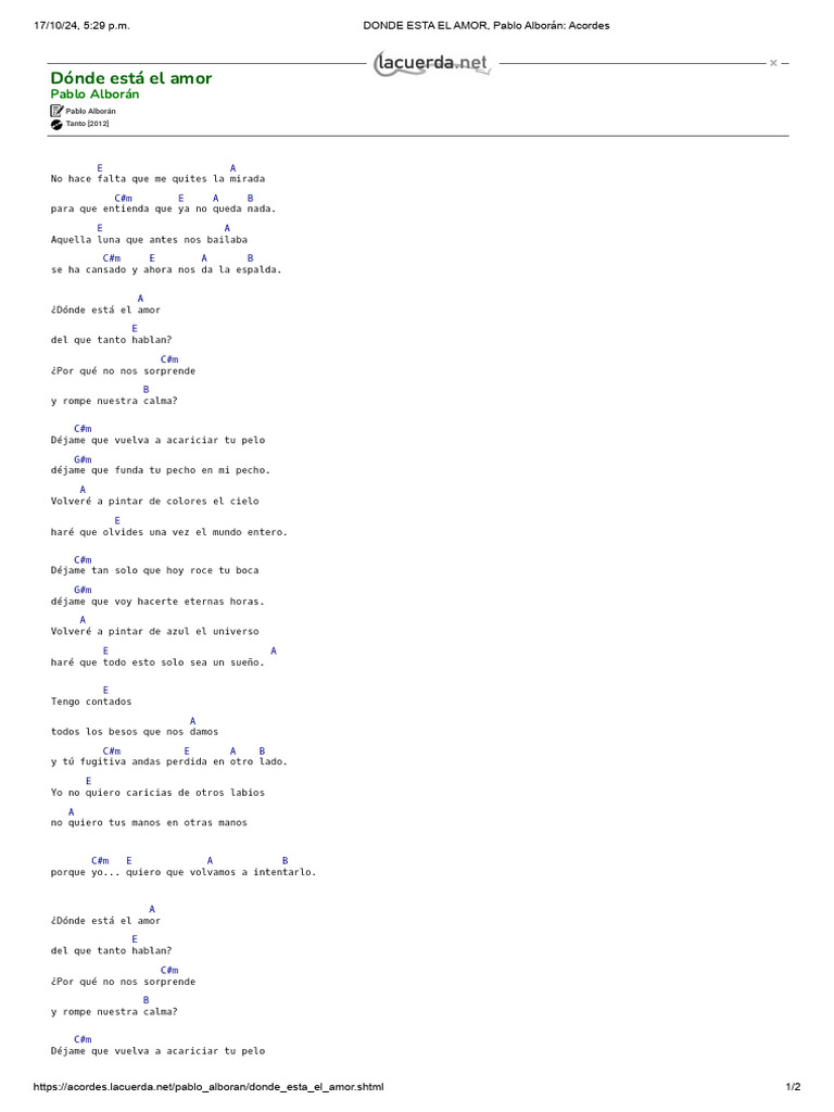 DONDE ESTA EL AMOR, Pablo Alborán_ Acordes | PDF