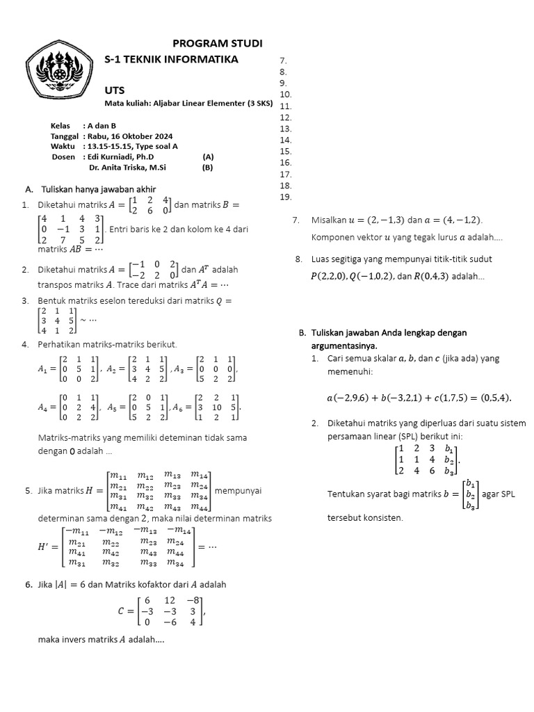 UTS ALIN TI 2024_TYPE_B | PDF
