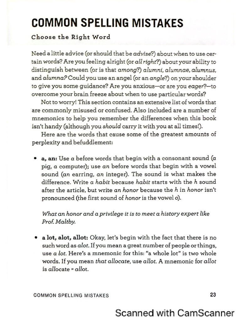 Common Spelling Mistakes | PDF