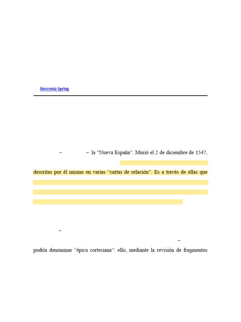 Primera Carta De Relación De Hernán Cortés En Los Albores De La Lit