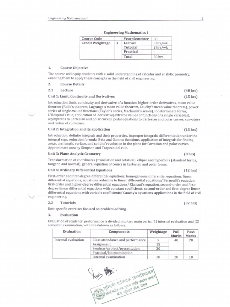 Engineering mathematics-I | PDF