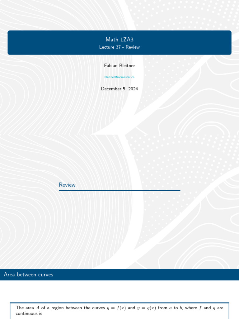2024_fall_math_1ZA3_lec_37_annotated | PDF | Quadratic Equation | Integral
