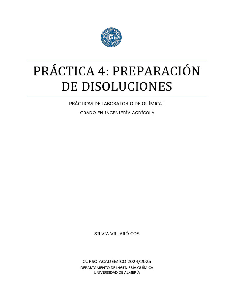 GUIOIN_Práctica 4 Preparación de Disoluciones_24_25 | PDF | Concentración | Solubilidad
