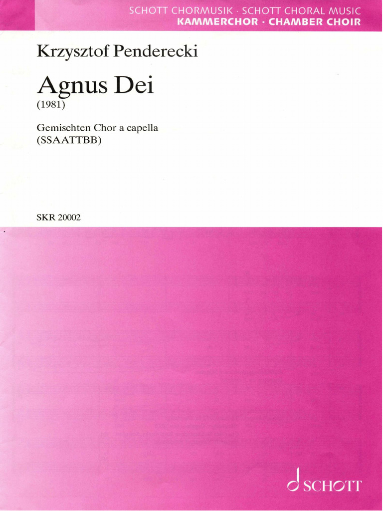 Penderecki - Agnus Dei - Schott | PDF