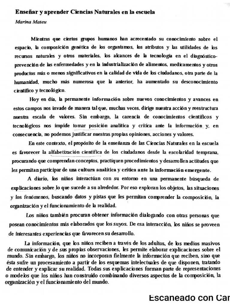 Enseñar y Aprender Cs. Nat. en La Escuela (Mateu) - 1 | PDF