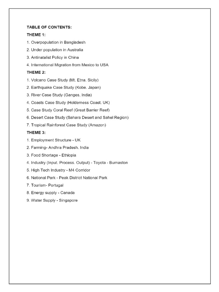 Case Studies Igcse Geography | PDF