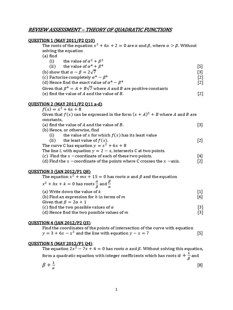 Quadratic Functions Theory Overview | PDF | Equations | Quadratic Equation