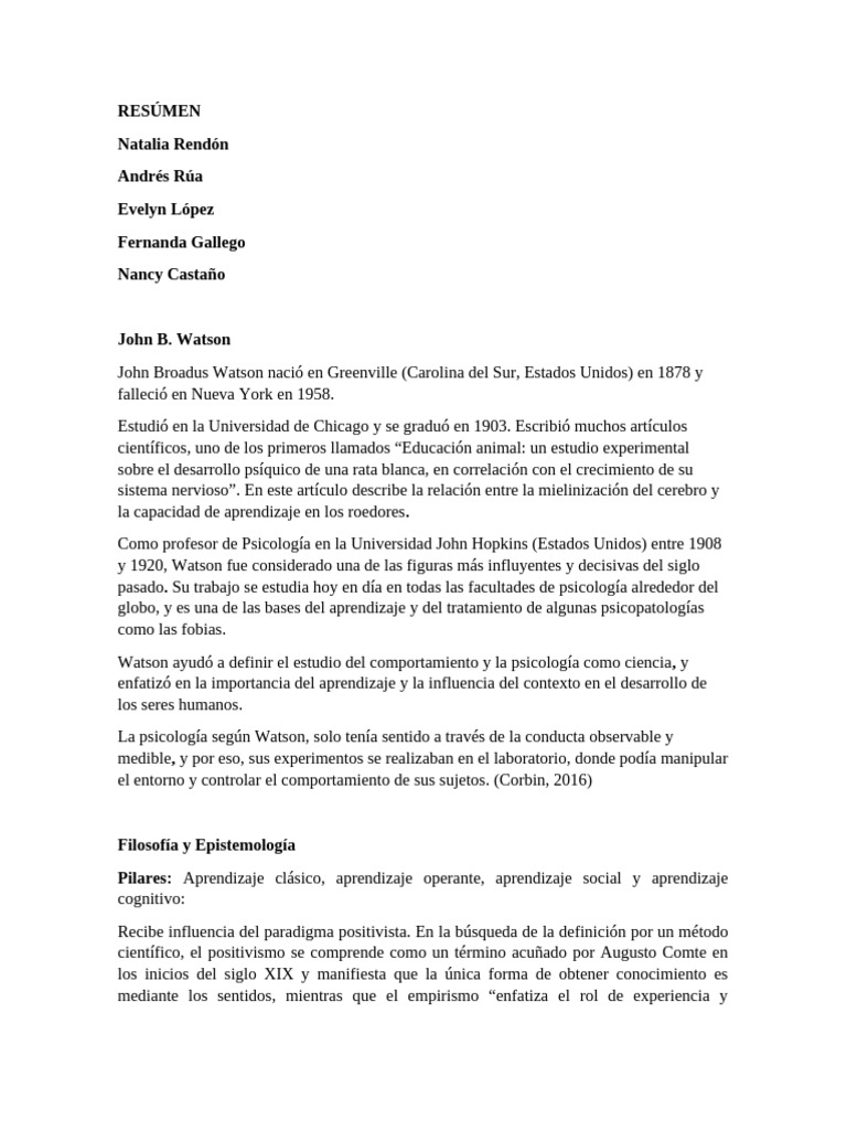 John B. Watson | PDF | Behaviorismo | Terapia conductual