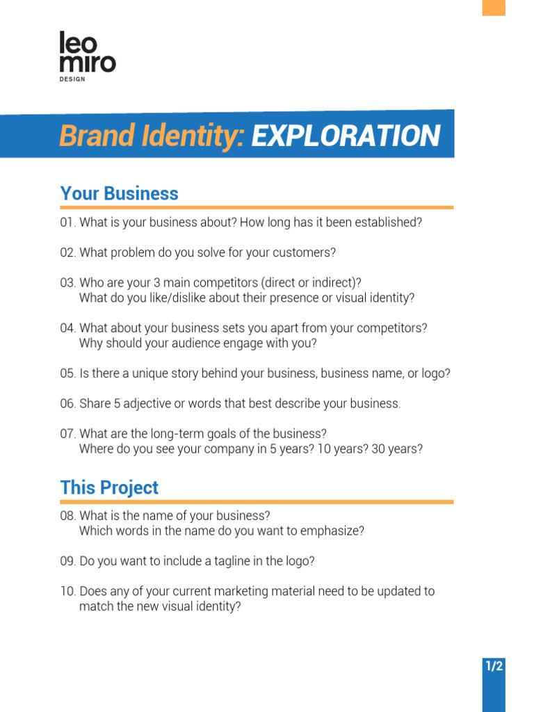 Brand Identity Questionnaire 2021 | PDF