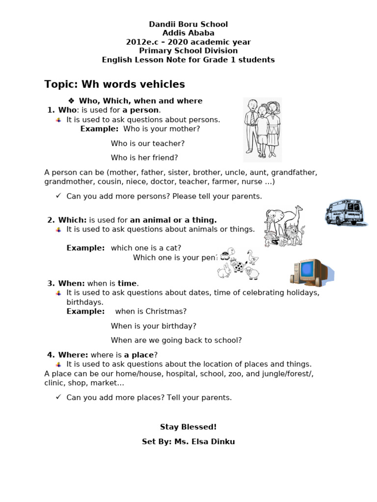 English Worksheet For Grade 1 Students | PDF