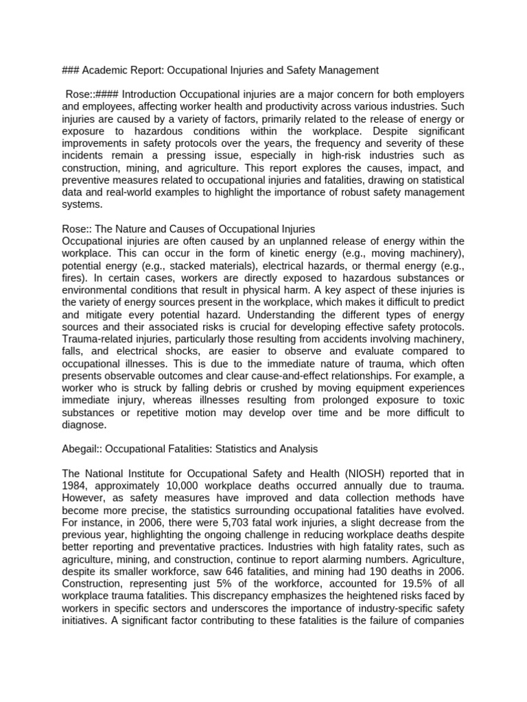 Academic Report | PDF | Occupational Safety And Health | Hazards