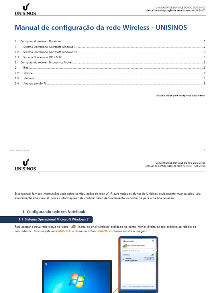 Manual de Configuracao Wifi Aluno | PDF | Rede de computadores | Sem fio