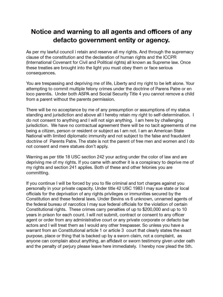 CPS Affidavit Warning and Rights Notice | PDF | Jurisdiction | Affidavit