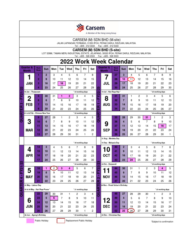 Carsem Calendar | PDF | Observances