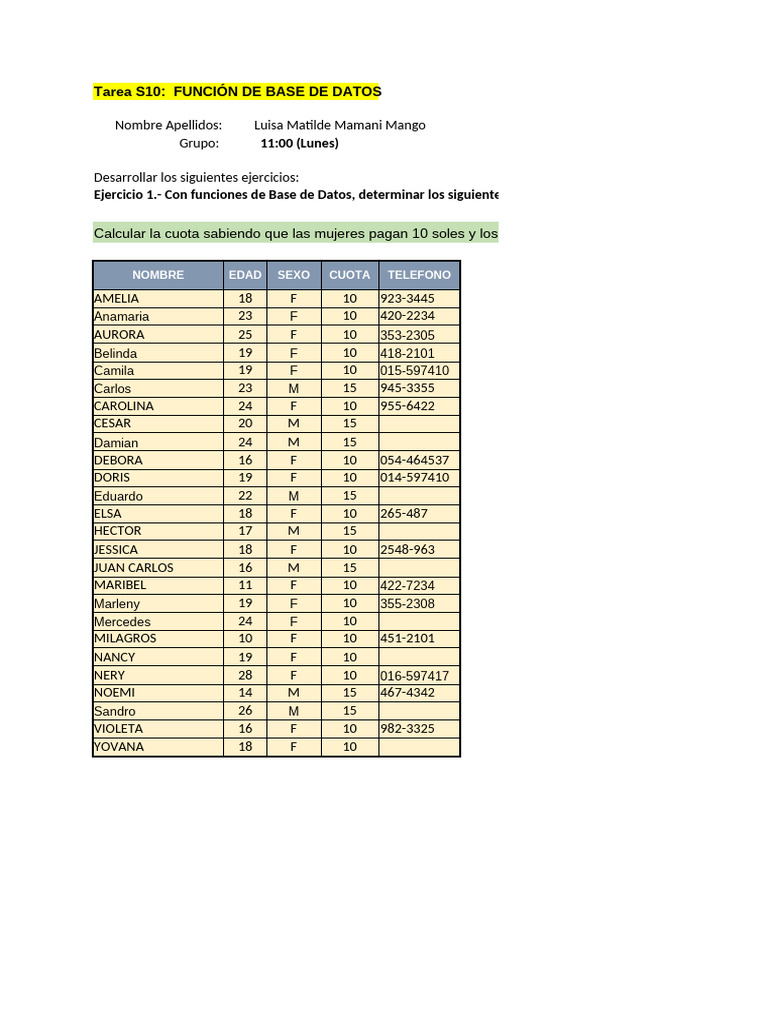 Tarea s10- Función Base de Datos-1 | PDF