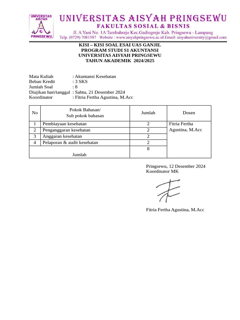 Soal Kuis Uas Akkes | PDF