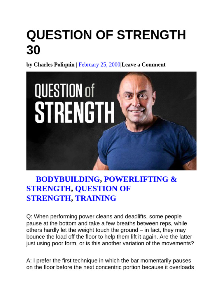 Question of Strength 30 | PDF | Musculoskeletal System