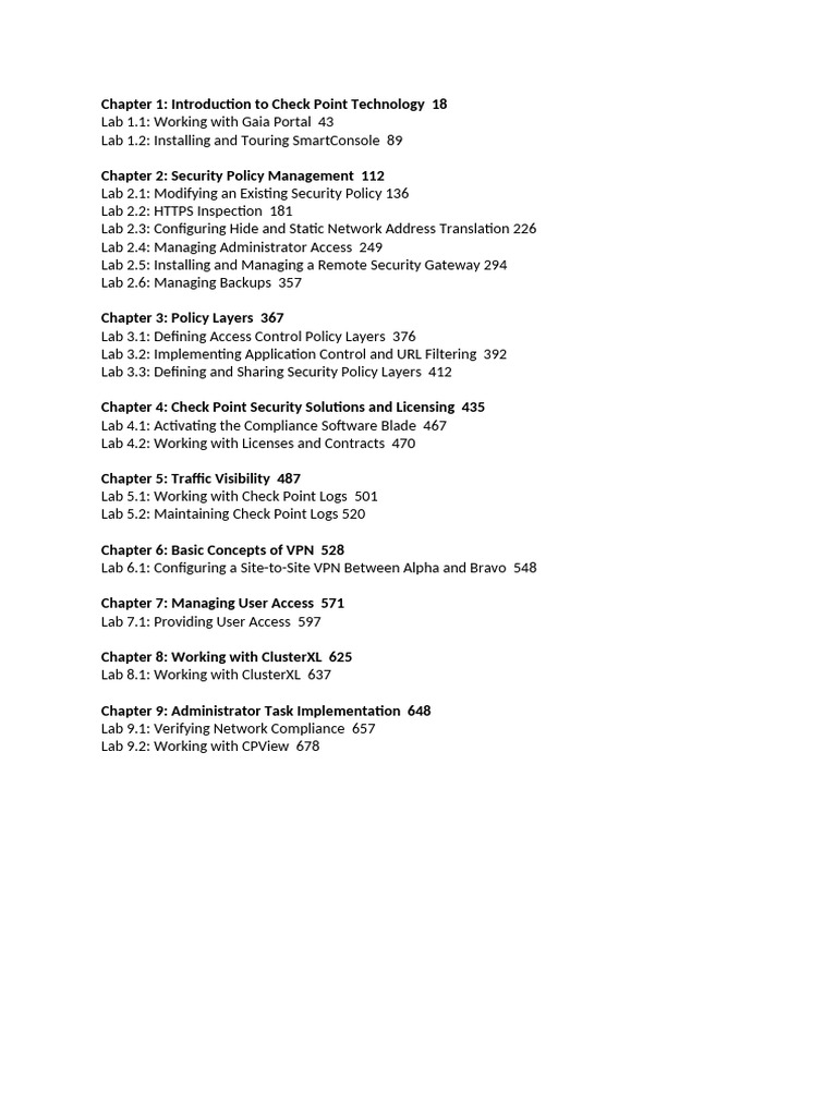 CCSA Study Guide Table of Contents | PDF