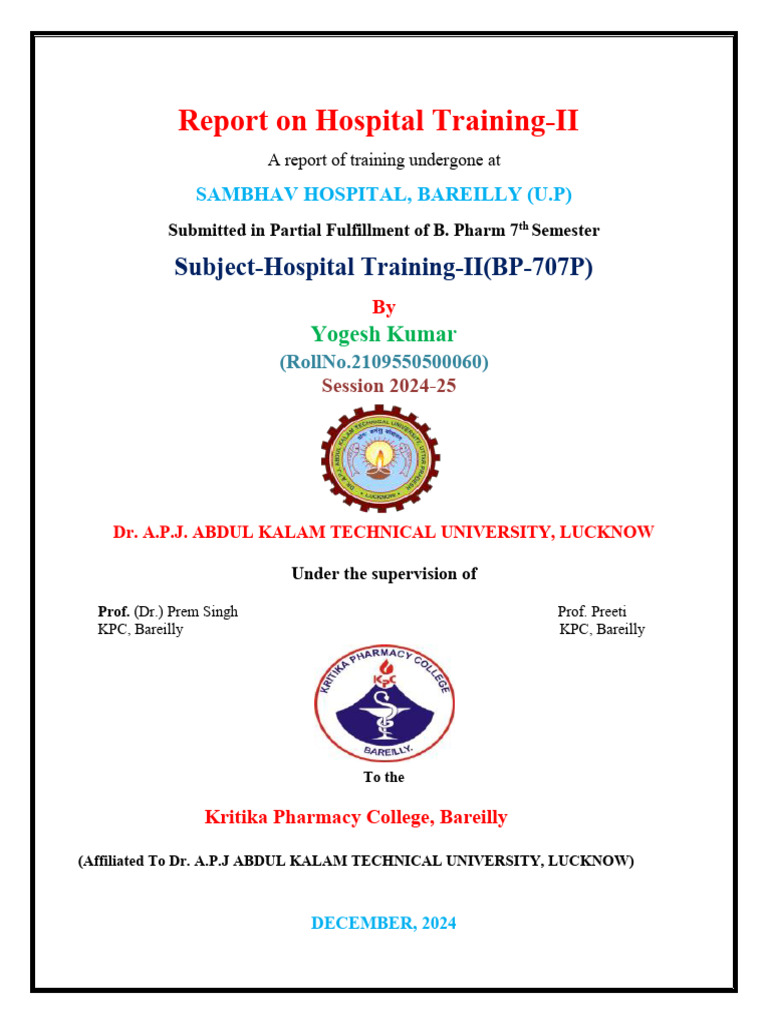 Hospital Training Report Pharmacy | PDF | Cardiopulmonary Resuscitation ...