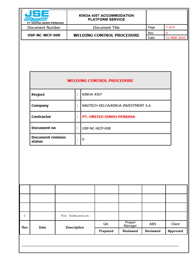 Welding Control Procedure | PDF | Welding | Construction