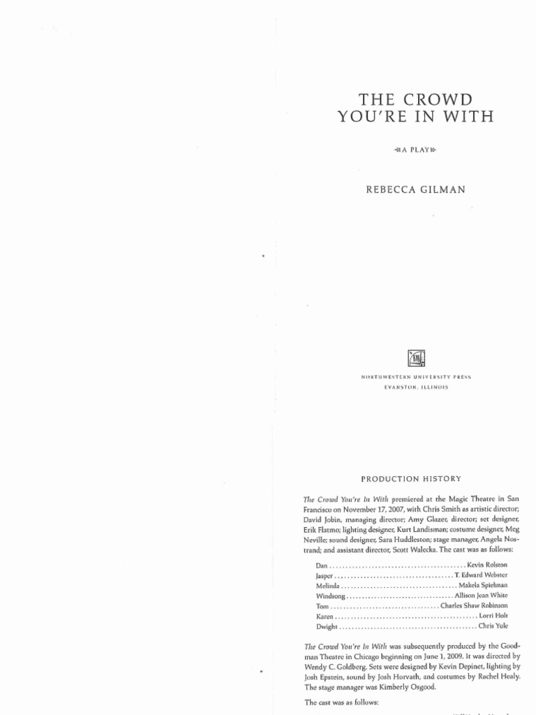 The Crowd You-Re in With by Rebecca Gilman (Script) | PDF