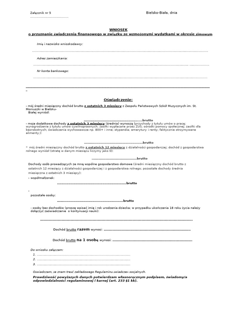 Zalacznik NR 5 Bielsko | PDF