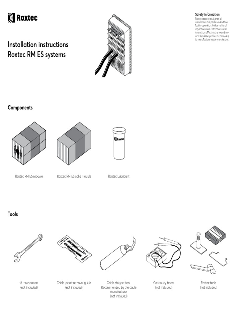 Roxtec RM ES Installation Guide | PDF | Screw | Pipe (Fluid Conveyance)