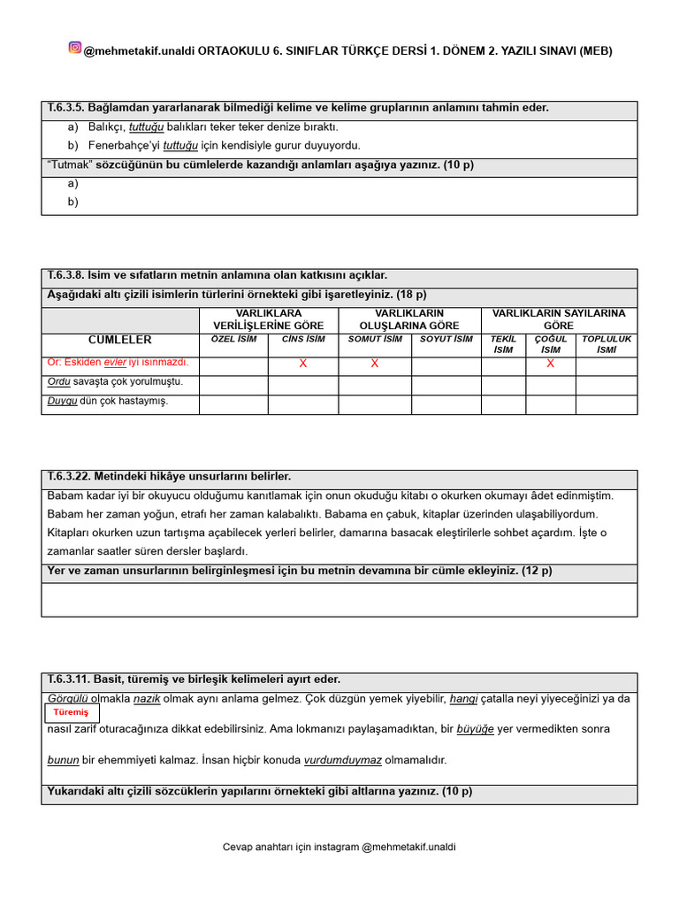 6 Sinif Turkce 1d2y Mehmet Akif Unaldi Meb Yay | PDF