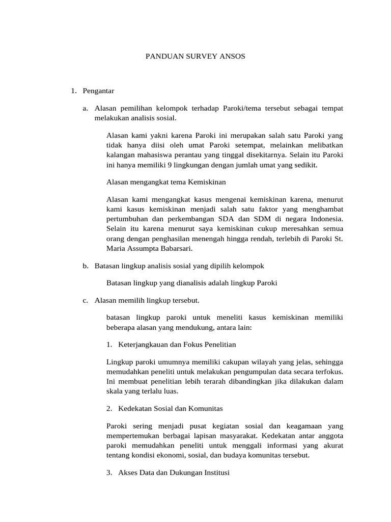 Panduan Survey Ansos | PDF