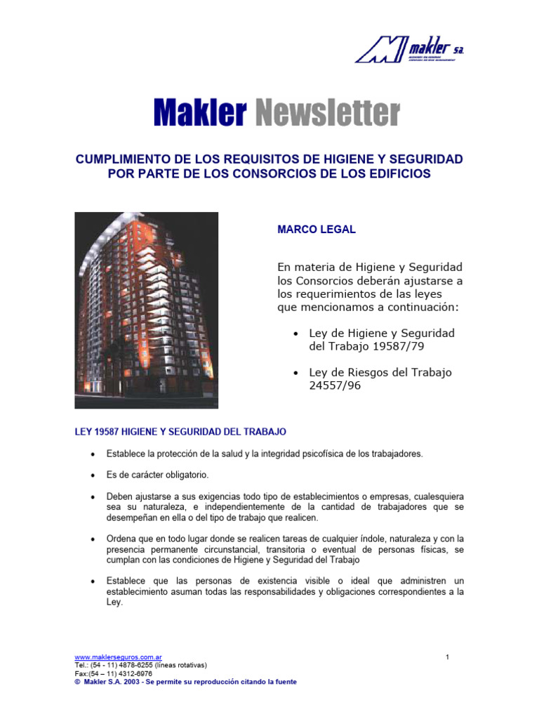 Requisitos de Higiene y Seguridad - Consorcios - Abril 2003 | PDF | Seguro | Ascensor