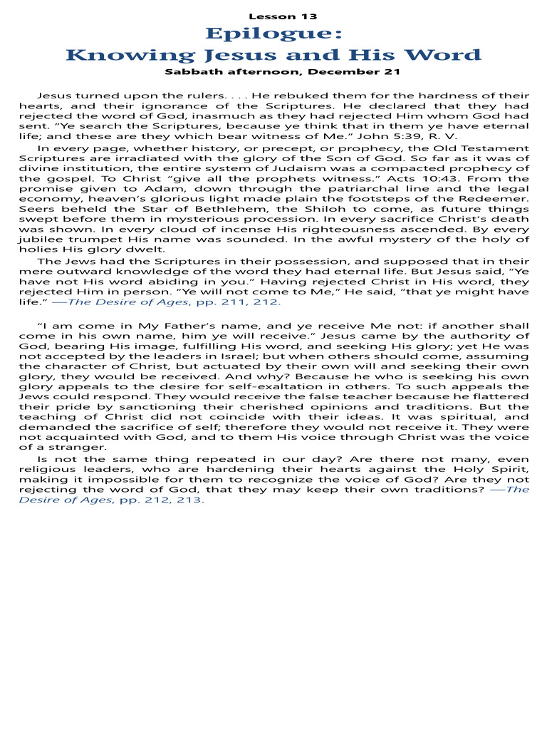 Knowing Jesus EGW Notes | PDF | Jesus | Saint Peter