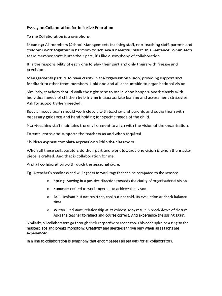 Collaboration in Inclusive Education | PDF