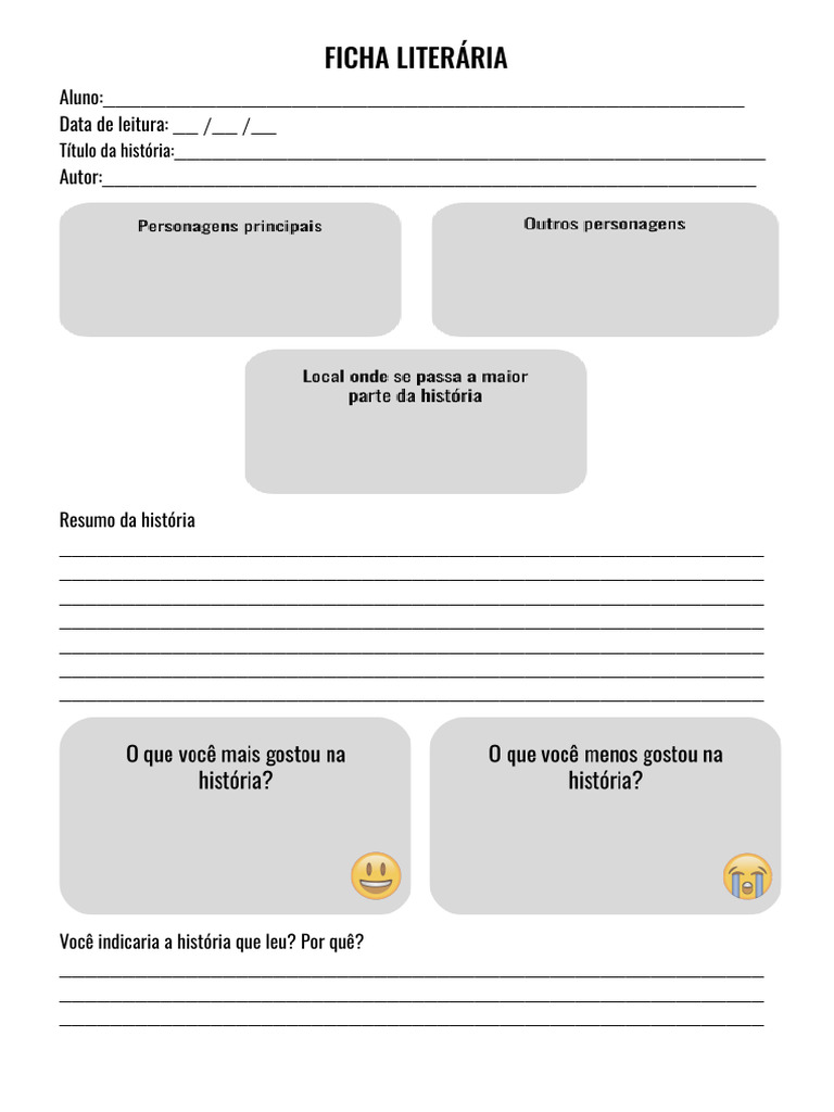 Ficha Literária para Leitura Escolar | PDF