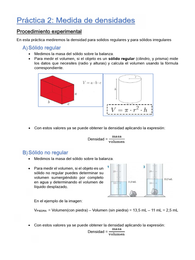 Práctica 2. Medida de densidades | PDF