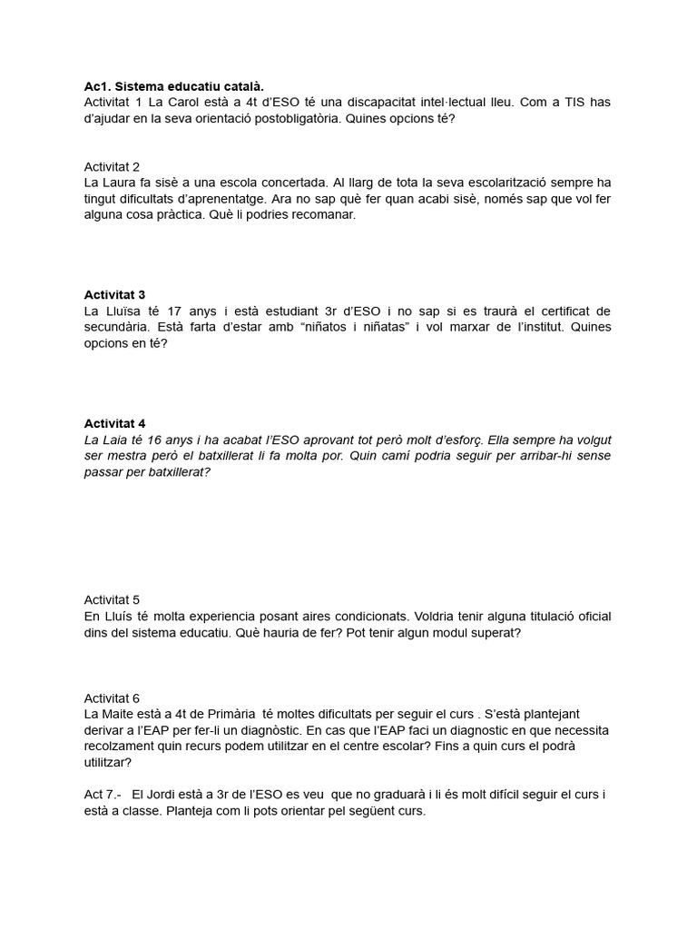 Genesis Vargas - SISTEMA EDUCATIU EXERCICIS | PDF