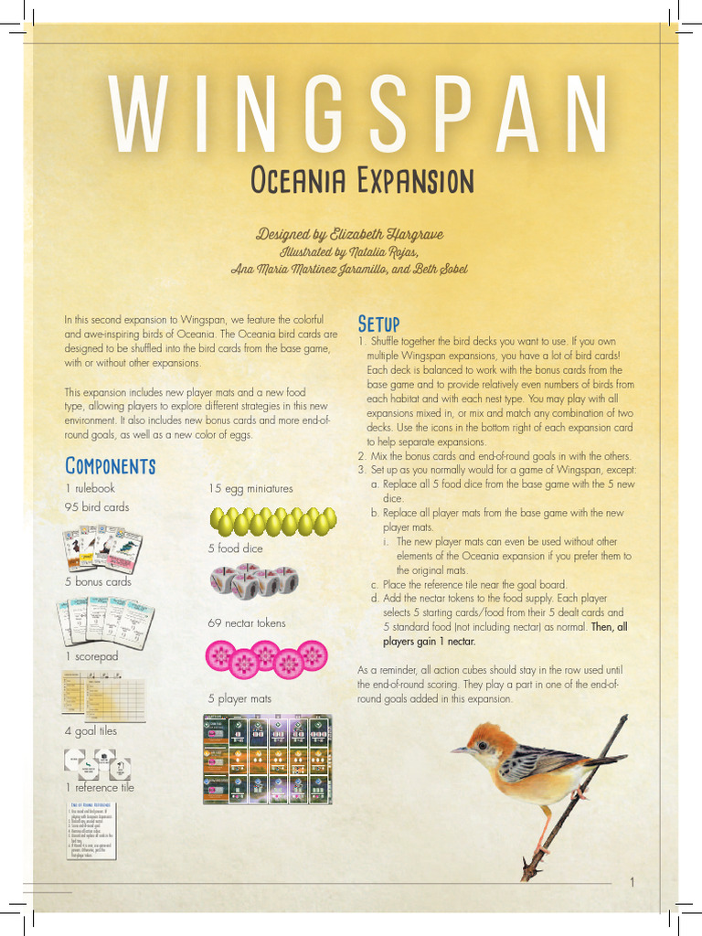 Oceania Expansion Rules for Wingspan | PDF | Foods | Birds