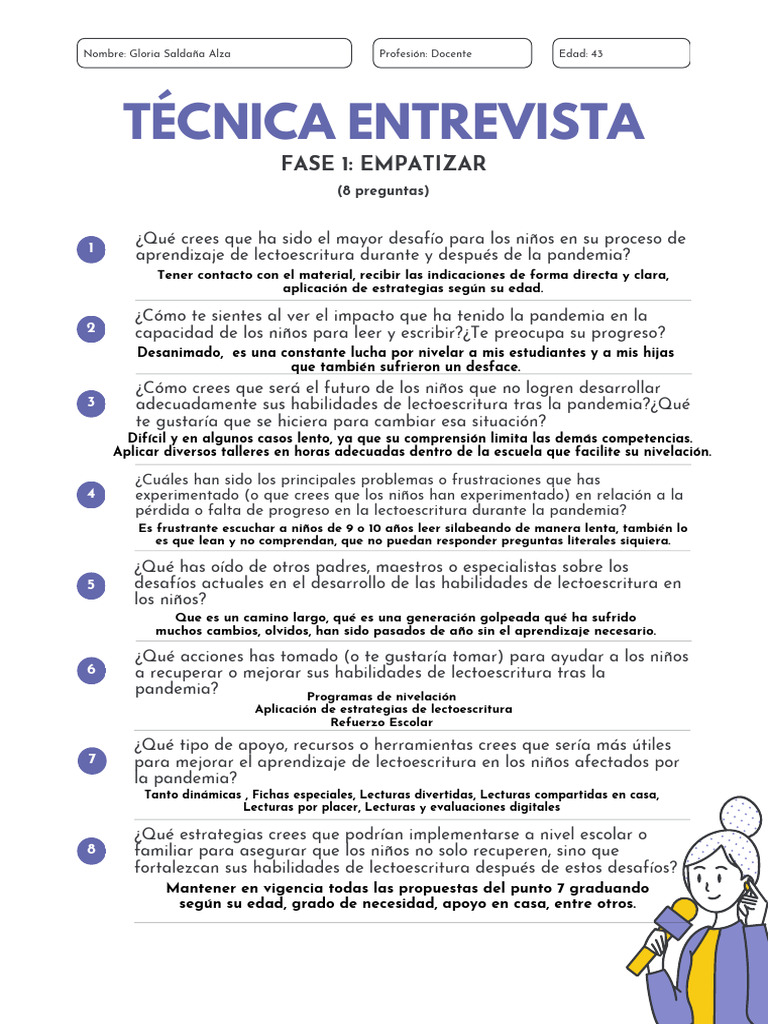 Entrevistas Sobre Problemas de Lectoescritura en Los Niños | PDF ...