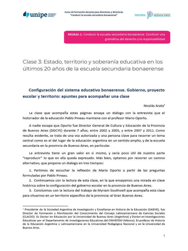 Modulo1 - Clase 3 - Arata | PDF | Buenos Aires | Educación Secundaria