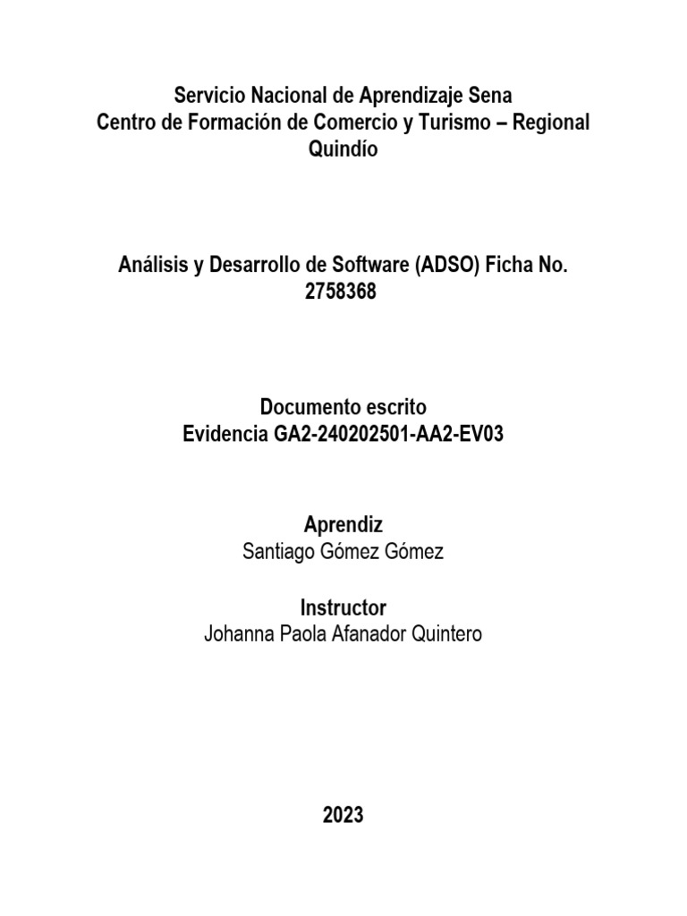 Evidencia_Documento escrito_Santiago Gómez | PDF