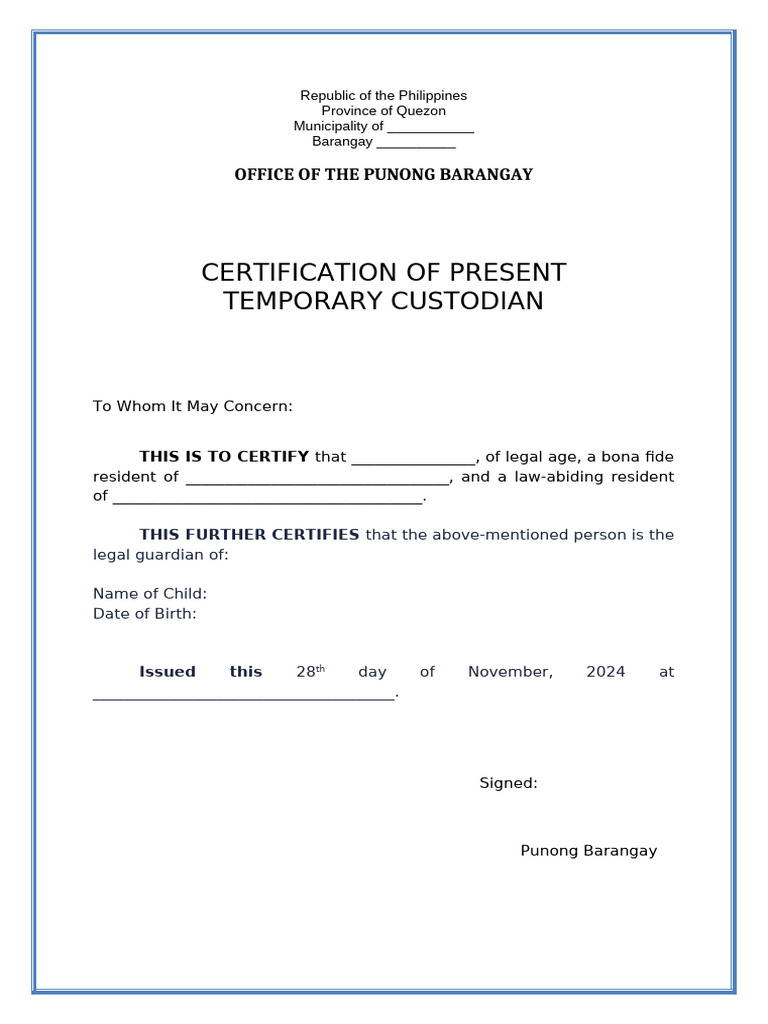 Certification Guardianship Senior High 1 | PDF