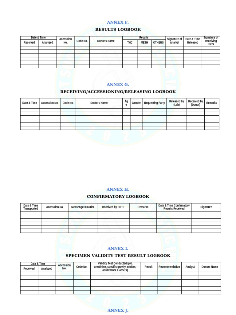 ANNEX II LOGBOOKS | PDF