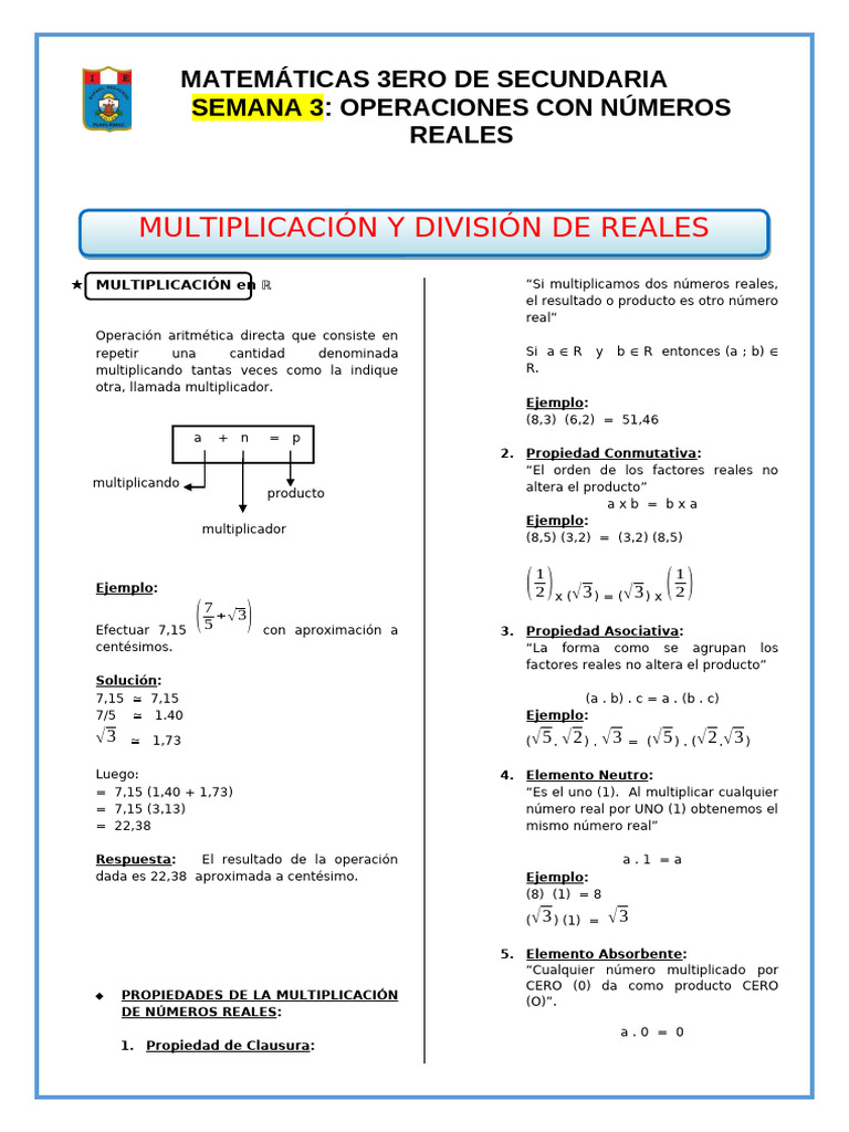 Matemáticas 3ero de Secundaria Sem 3 | PDF | División (Matemáticas ...
